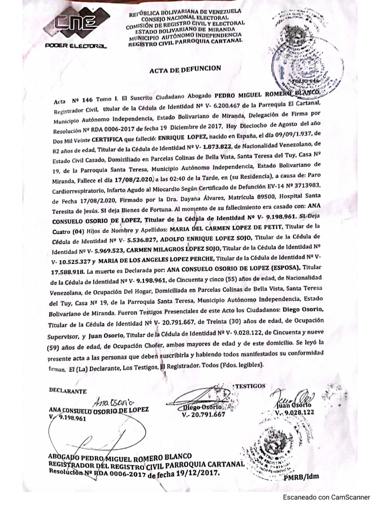 Acta de Defuncion | PDF
