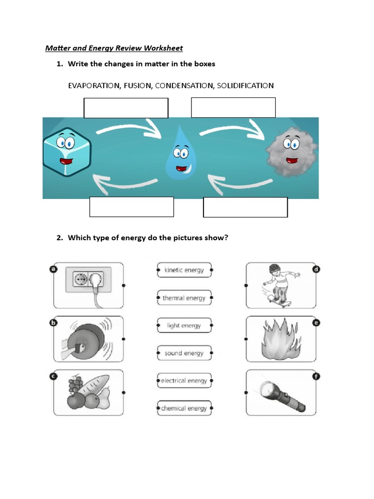 Matter and Energy Worksheet | PDF