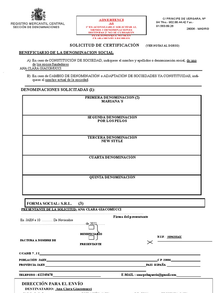 Certificacion Negativa Nombre | PDF | Sociedad de responsabilidad ...