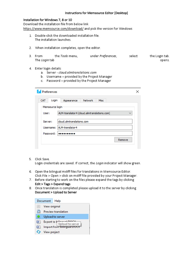 Installation Instructions For Memsource Desktop Editor (Windows) | PDF