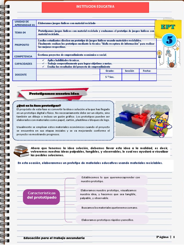 5°ficha Ept. Unidad 01 - Actv 04 | PDF | Producto (Negocio) | Aprendizaje