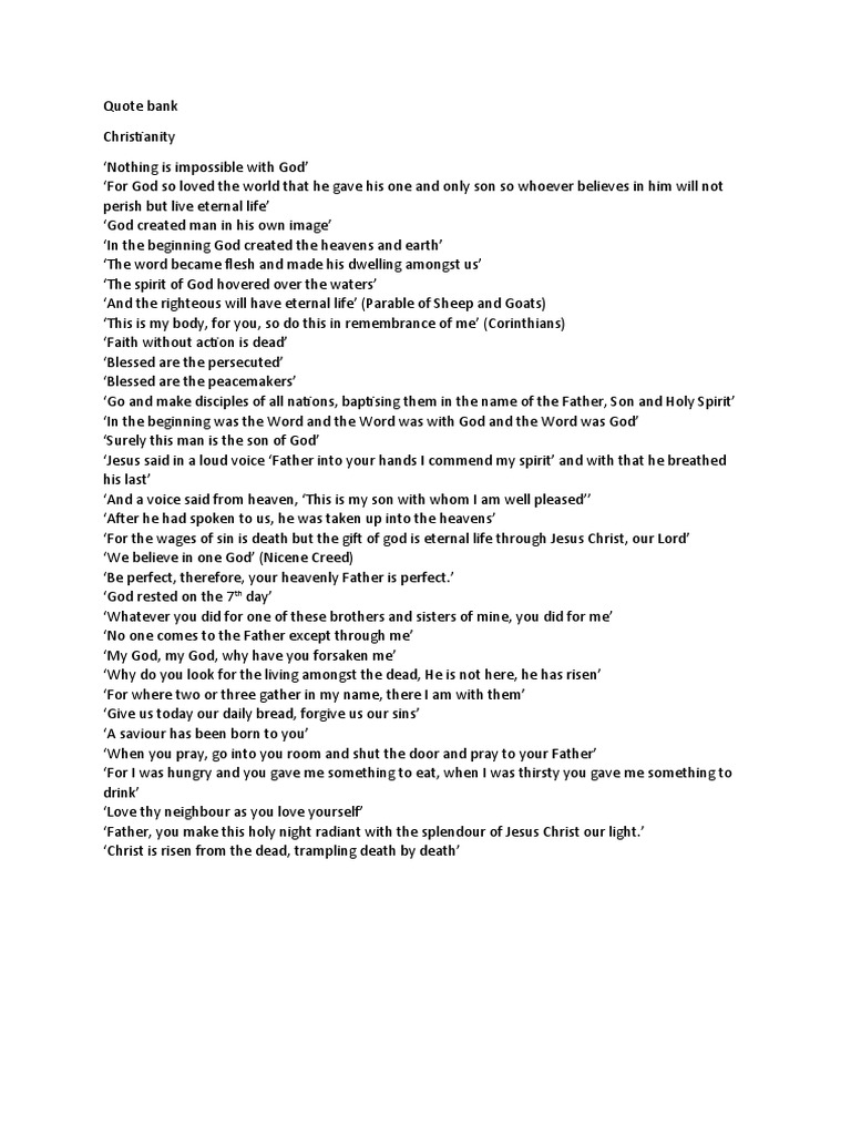 RS GCSE Paper 1 Quotes | PDF | Eternal Life (Christianity) | Prophets ...