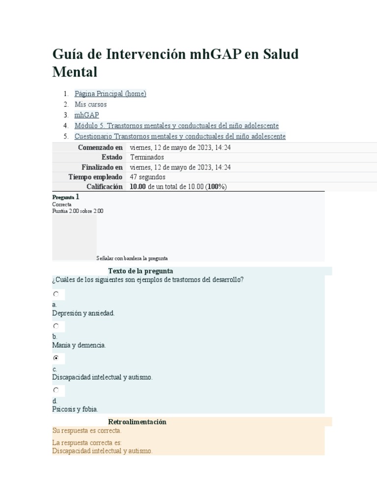 Guía de Intervención MhGAP en Salud Mental 1 | PDF
