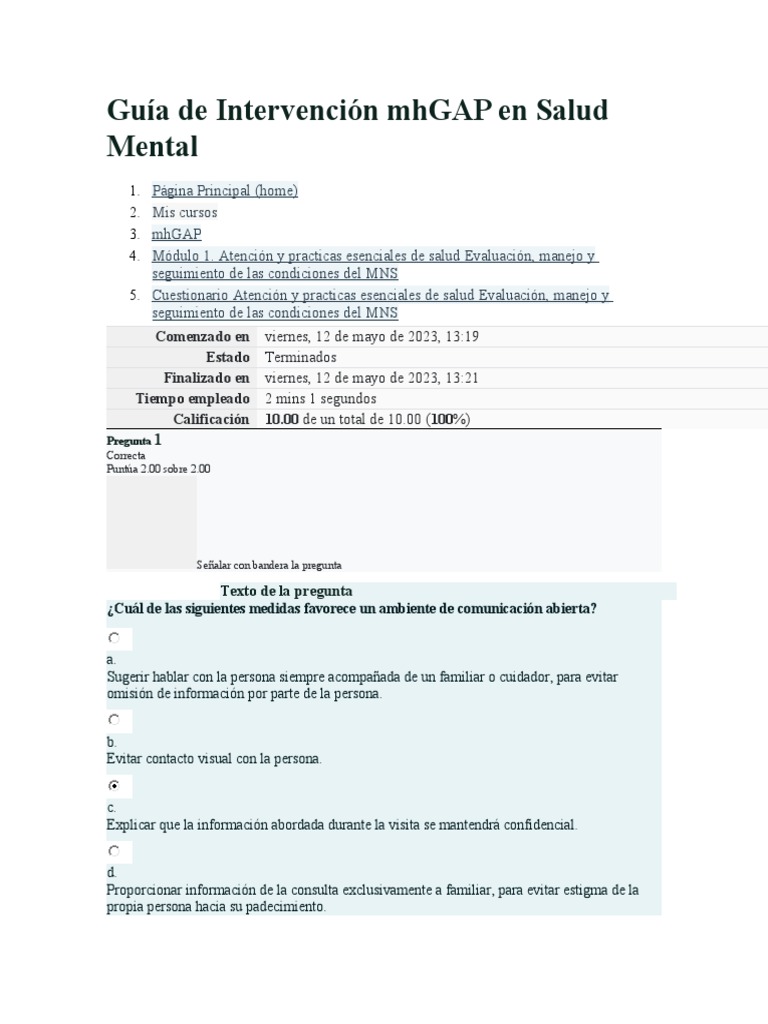 Guía de Intervención MhGAP en Salud Mental | Descargar gratis PDF ...