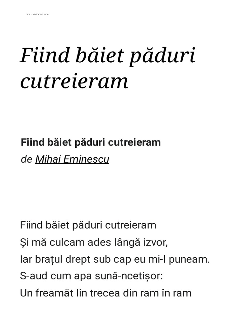 Fiind Băiet Păduri Cutreieram - Wikisource | PDF