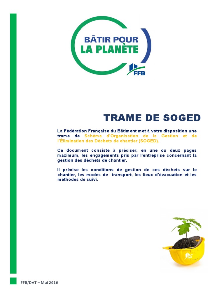 Gestion Déchets Chantier: Trame SOGED | PDF