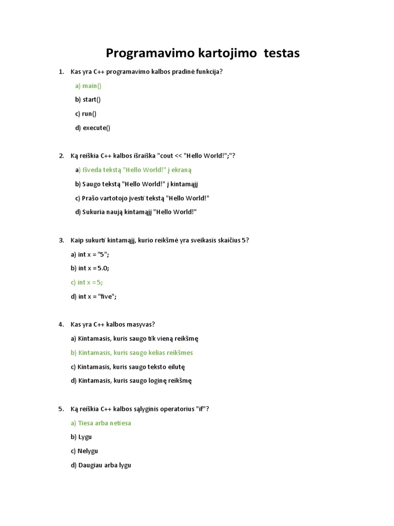 Programavimo Kartojimo Testas | PDF
