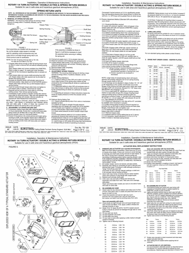 Rotary 1-4 Turn Actuator - Double Acting & Spring Return Models | PDF