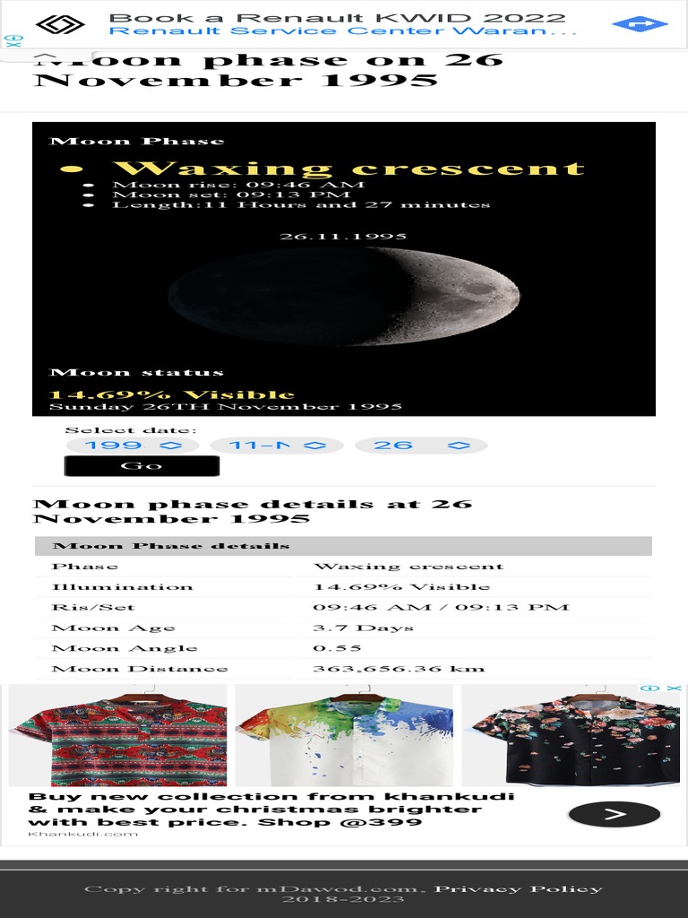 Moon Phase On 26 November 1995 | PDF