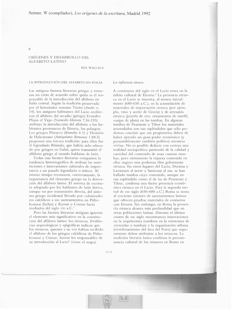 Wallace, R. (1992) - Orígenes y Desarrollo Del Alfabeto Latino | PDF