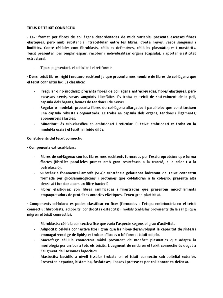 Apunts Histologia Resumits | PDF