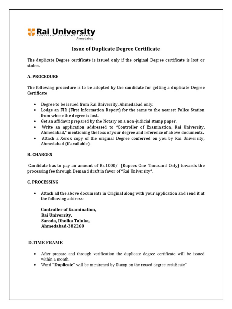Issue of Duplicate Degree Certi | PDF | Affidavit | Civil Law (Common Law)