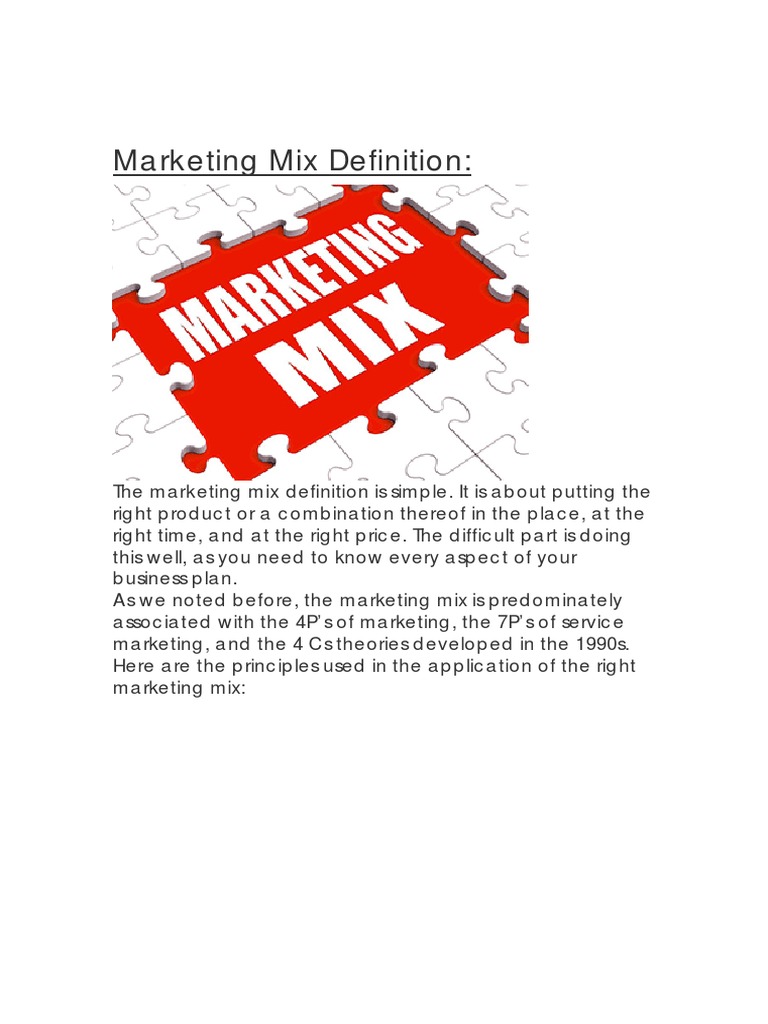 Marketing Mix Definition4Ps | PDF | Marketing | Promotion (Marketing)