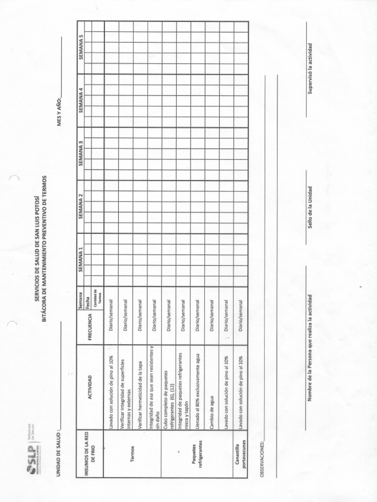 Bitacora de Mtto Preventivo de Termos | PDF