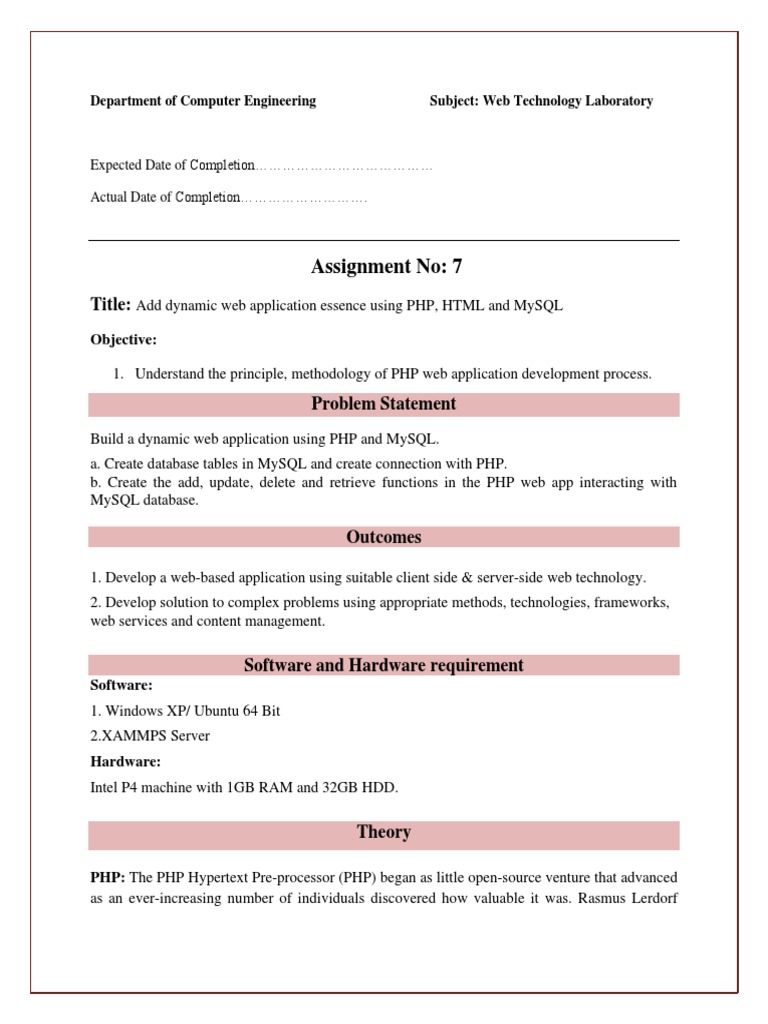 WTL Assignment No.7 | PDF | Php | My Sql