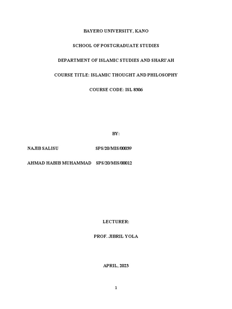 An In-Depth Analysis of Sultan Muhammad Bello's Political Thought and ...