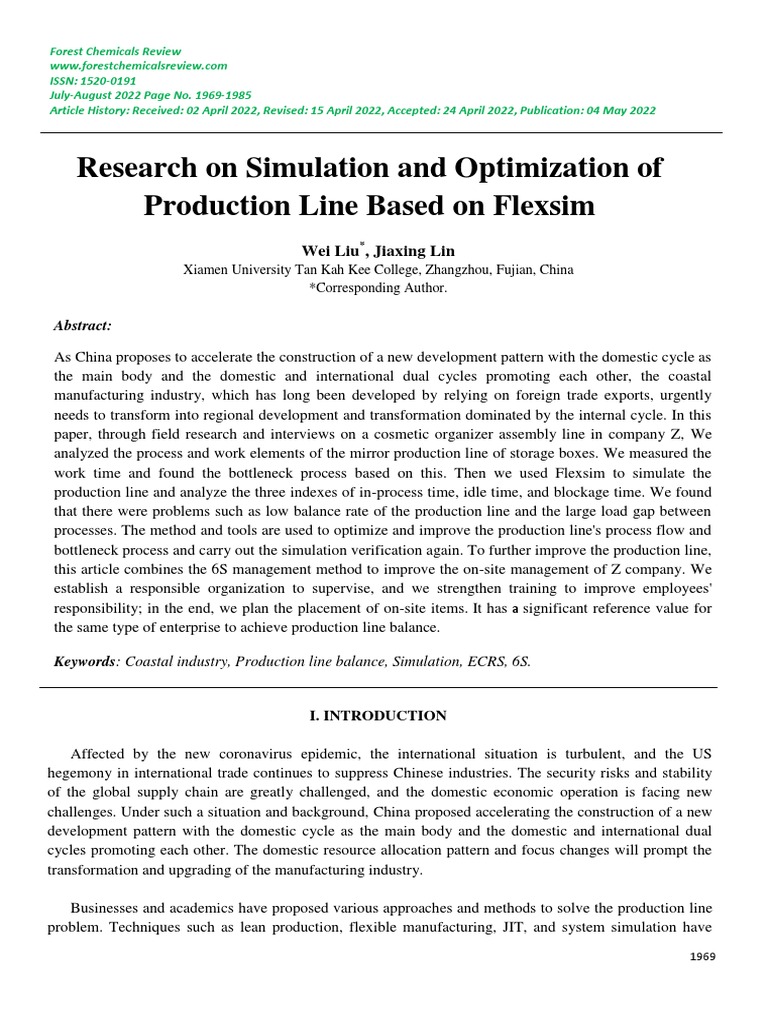 Research On Simulation and Optimization Ò Producton Line Base On ...