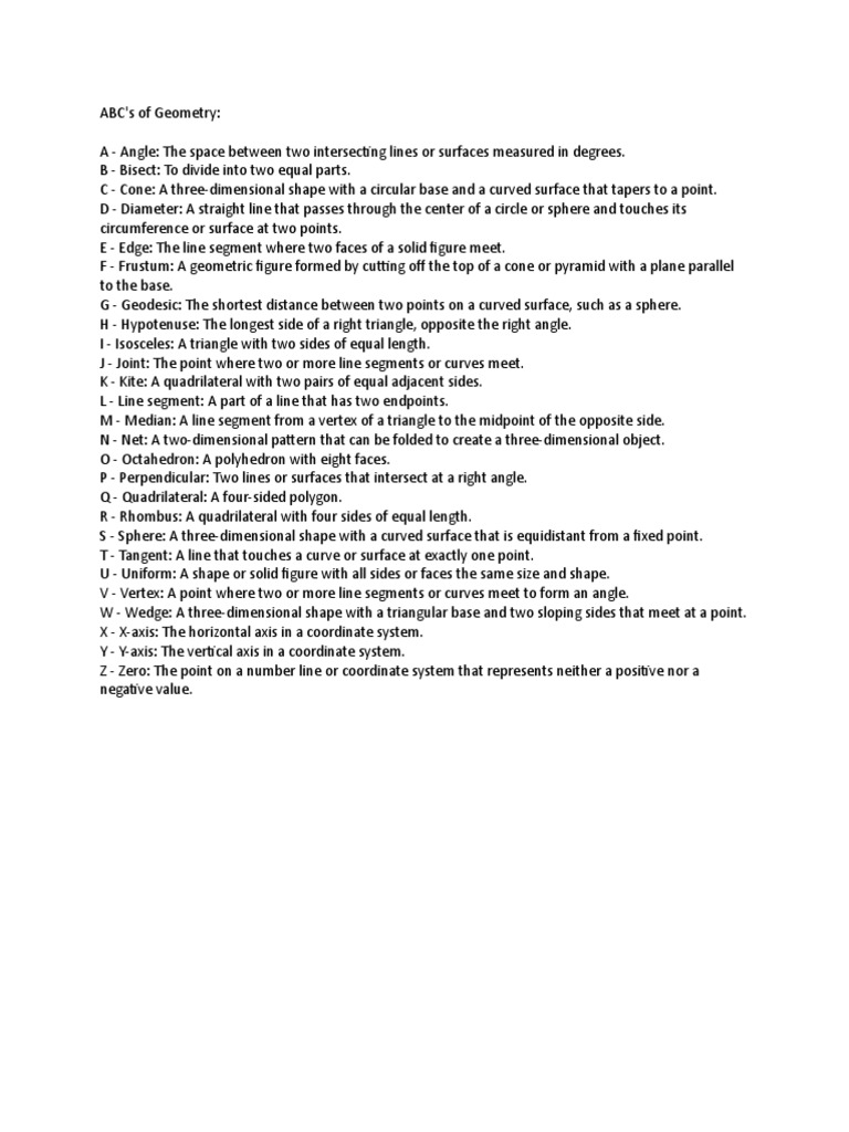 ABCs of Geometry: A-Z Terms Guide | PDF