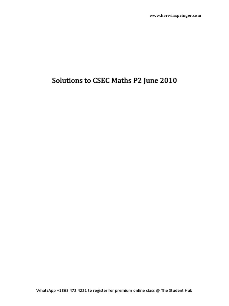 CSEC Maths - Paper 2 - June 2010 | PDF