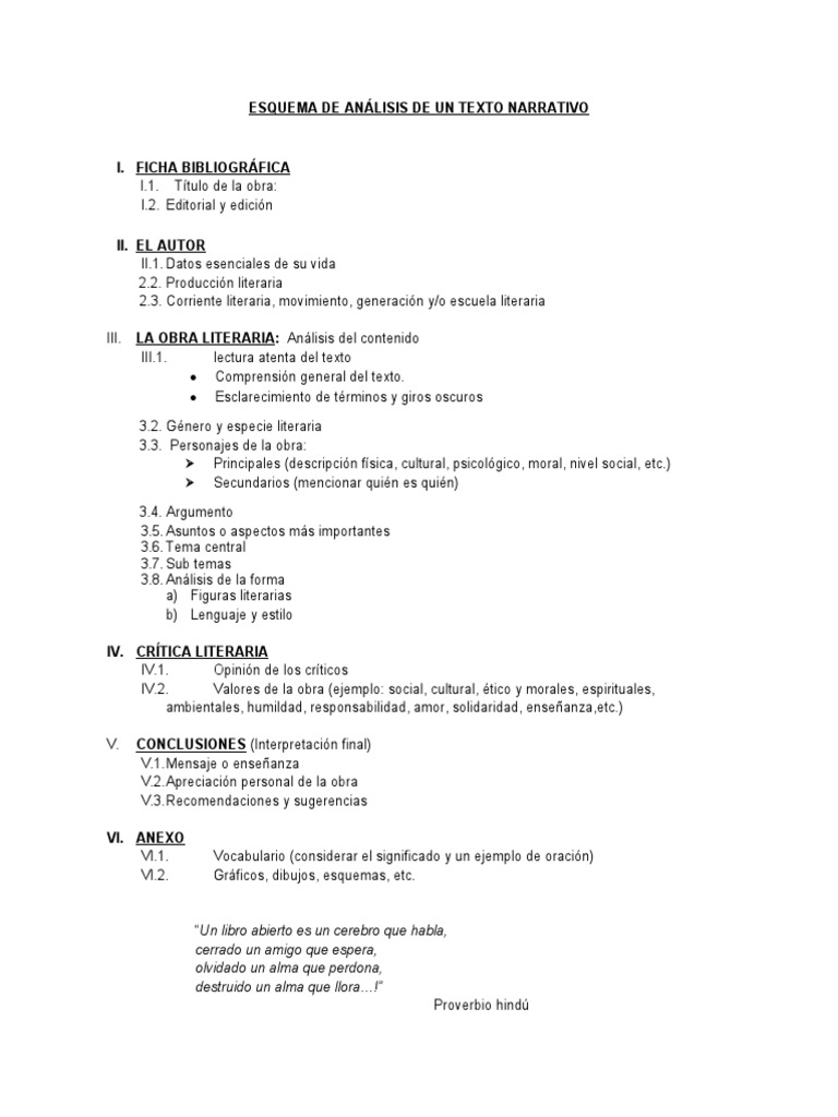 Esquema de Análisis de Un Texto Narrativo | PDF