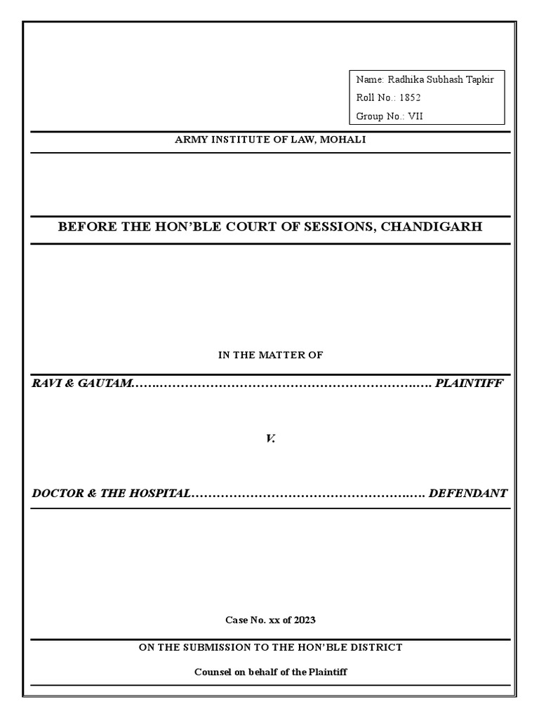 Moot 1 Memo - 10th Sem R | PDF