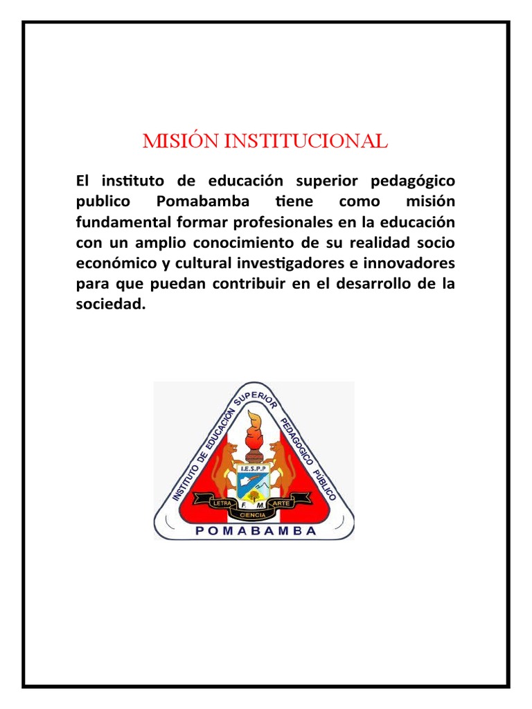 MISIÓN INSTITUCIONAL | PDF | Educación más alta
