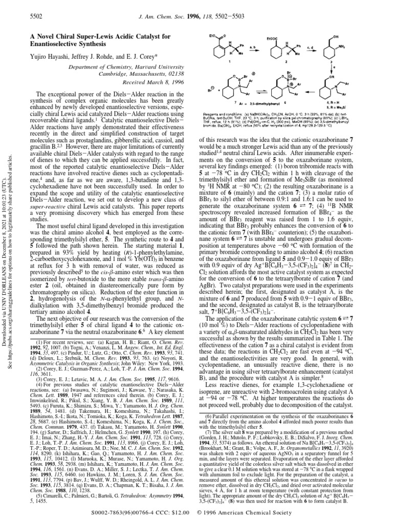 J. Am. Chem. Soc. 1996, 118, 23, 5502-5503 (Enamine Formation + Reduction STAB) | PDF ...