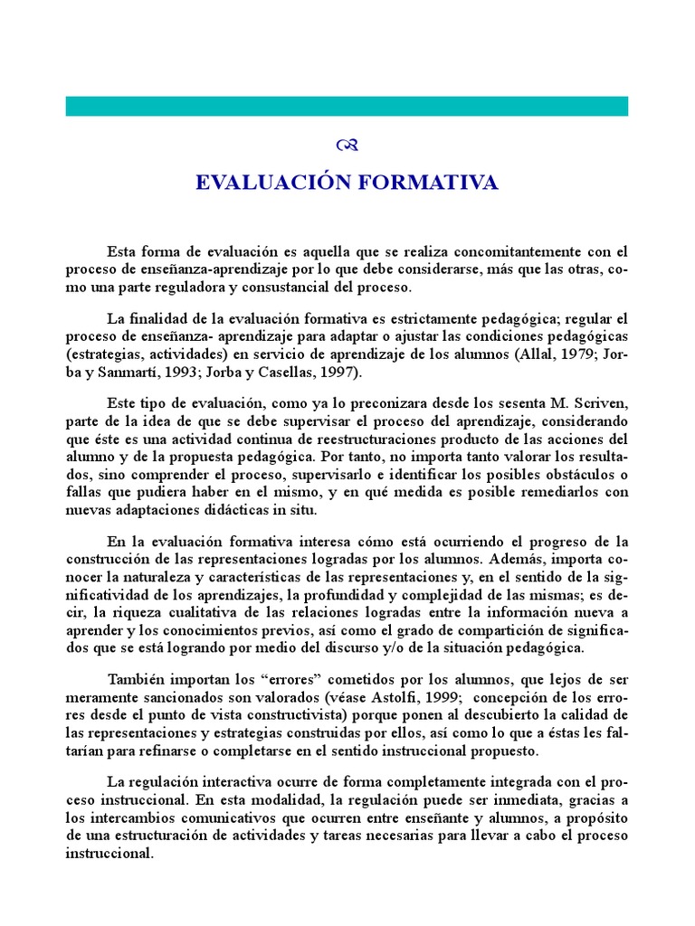 Evaluación Formativa | PDF | Evaluación | Aprendizaje