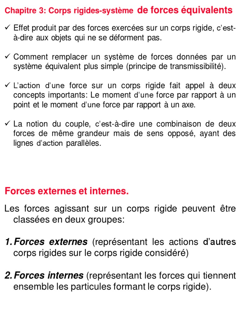 Forces internes et externes sur corps rigides | PDF | Moment d'une ...