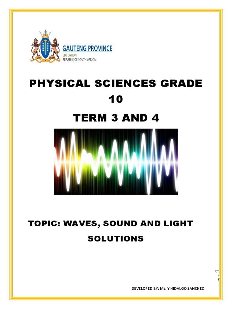 Grade 10 Waves, Sound and Light Solutions | PDF | Wavelength | Waves