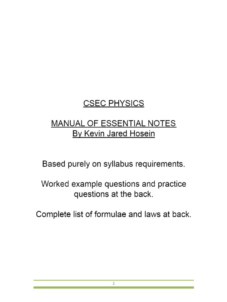 CSEC Physics Manual.docx Has All Physics Notes | PDF