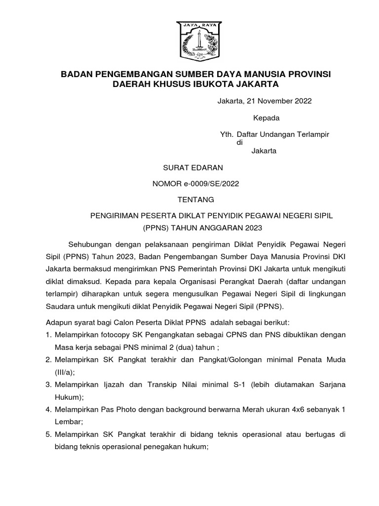 Surat Edaran PPNS 2023 | PDF
