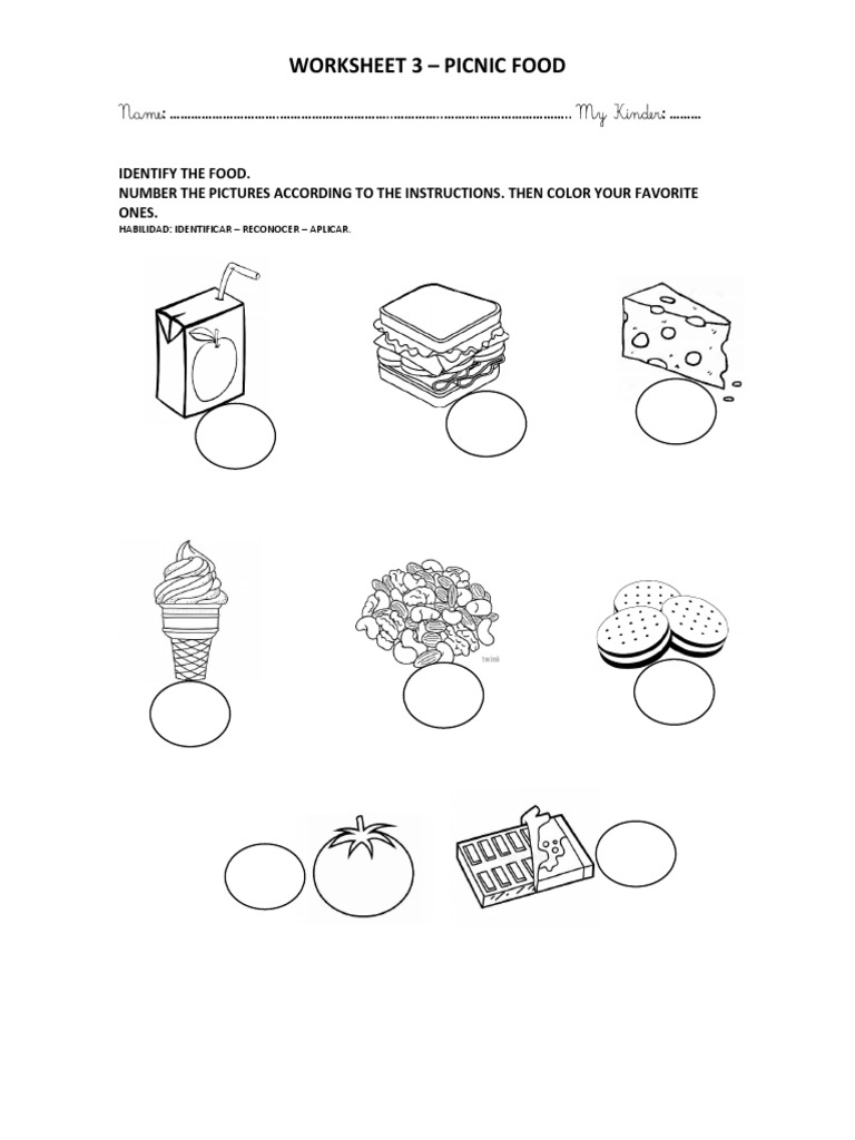 Worksheet 3 - Picnic Food | PDF