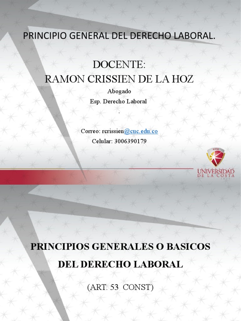 Legislacion Laboral Principios Generales 1 | Descargar gratis PDF | Derecho laboral | Constitución