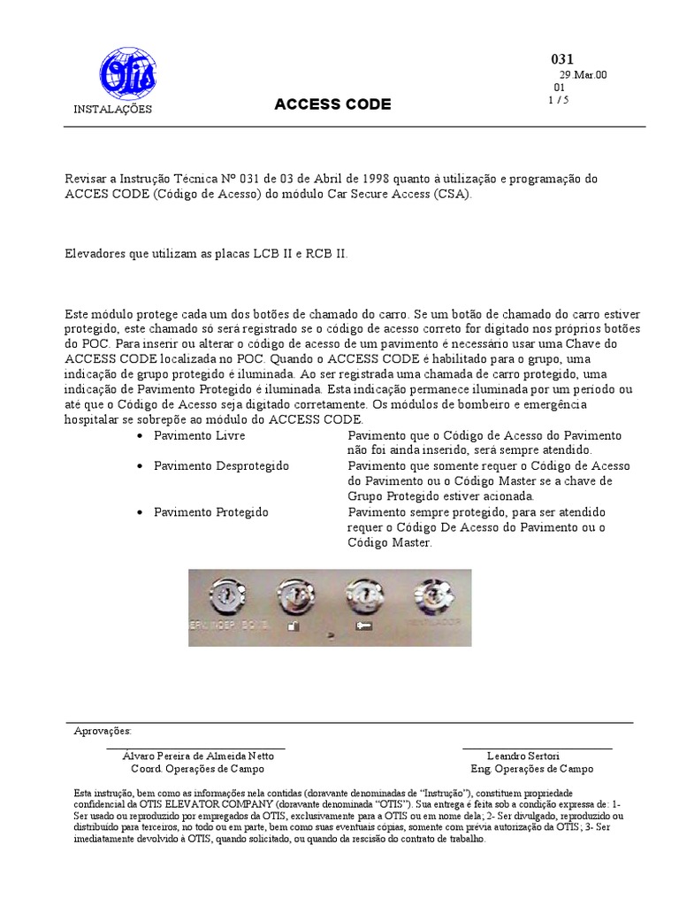 Como programar o código de acesso em elevadores | PDF