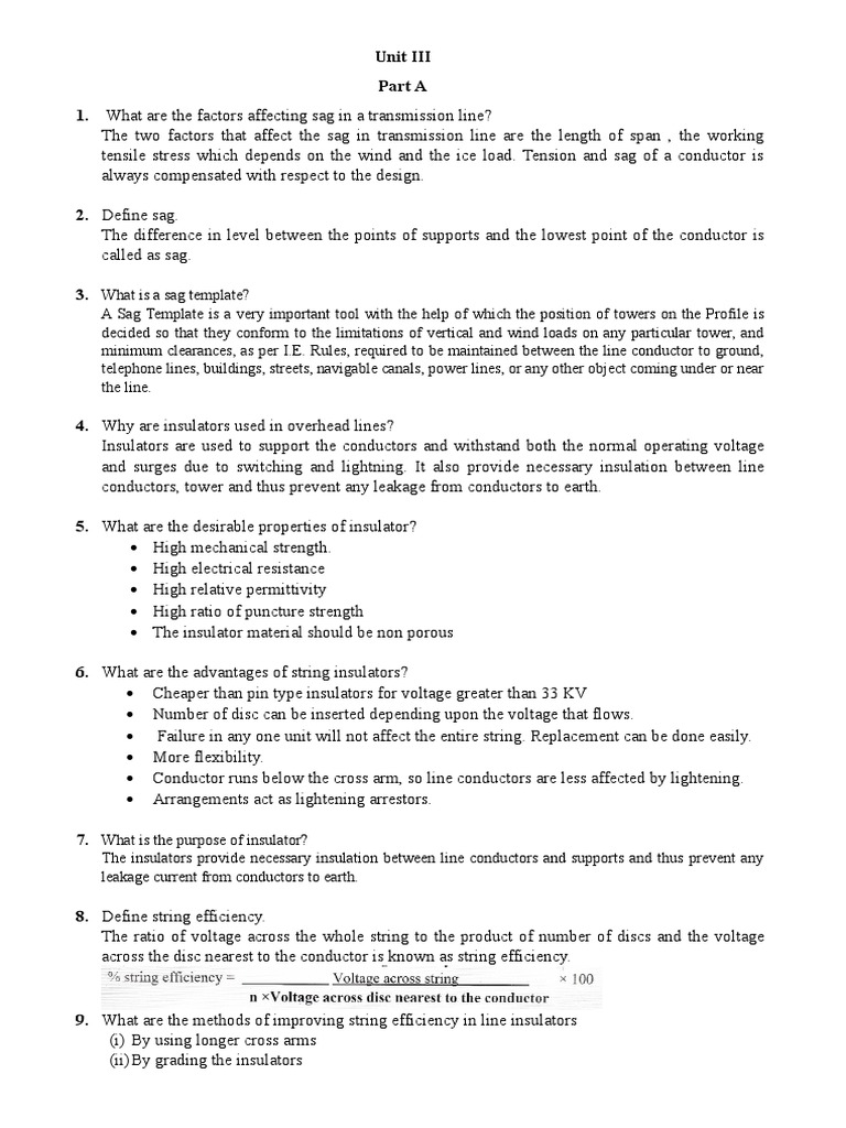 T & D Unit 3 & Unit 4 Question Bank | PDF | Insulator (Electricity) | Electrical Engineering