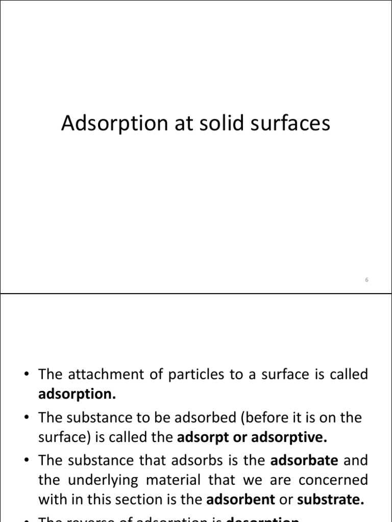 Adsorption at Solid Surfaces 1 | PDF | Adsorption | Nature