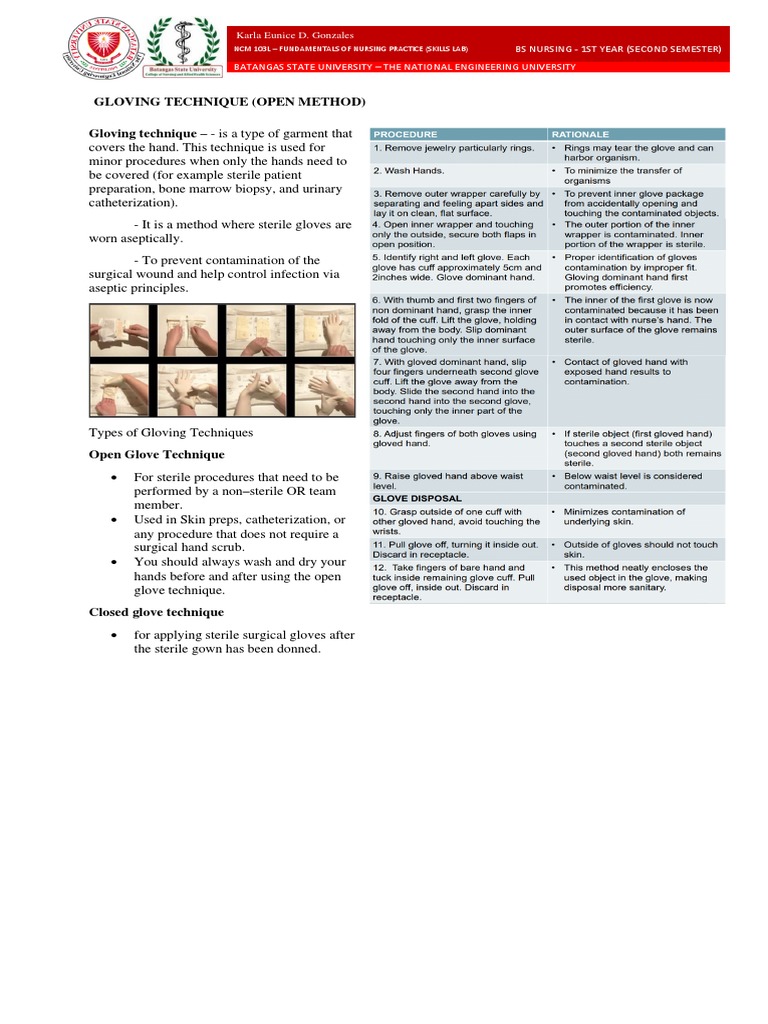 Gloving Technique (Open) | PDF