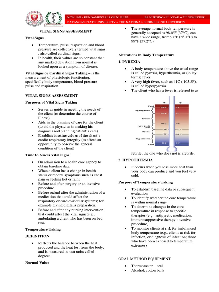 Vital Signs Notes | PDF