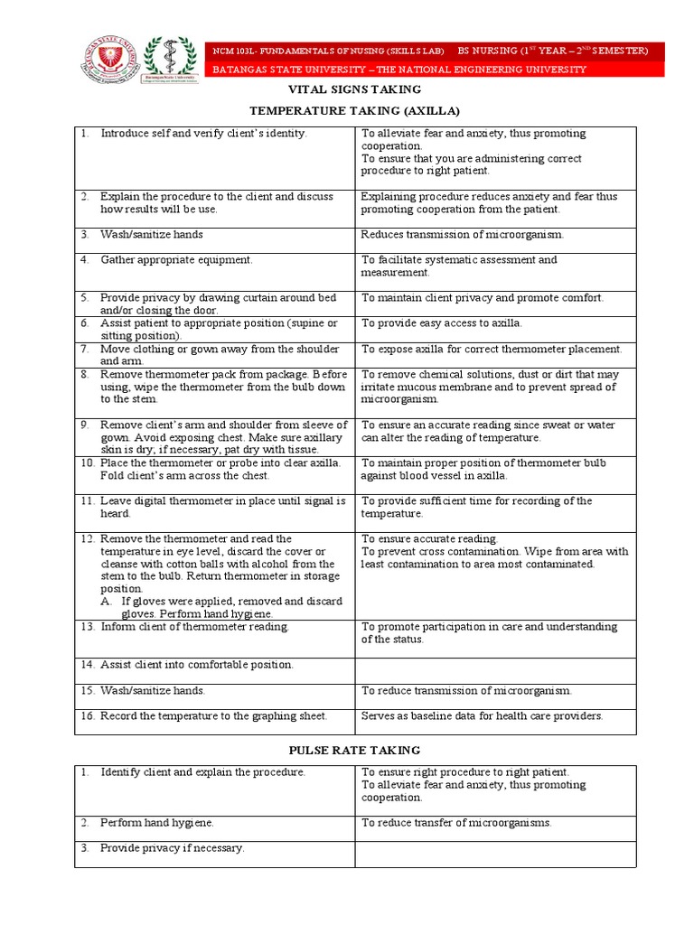 Vital Signs Taking | PDF | Pulse | Blood Pressure