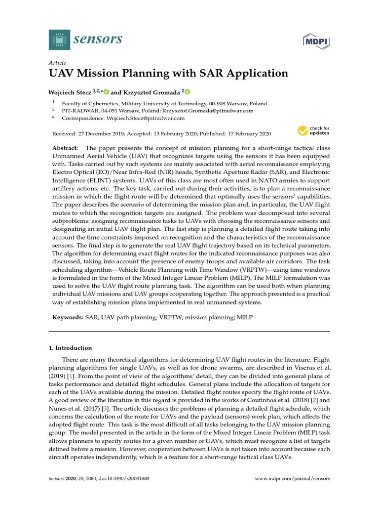 Planning UAV Missions Using Mixed Integer Linear Programming for Optimal Route Determination and ...