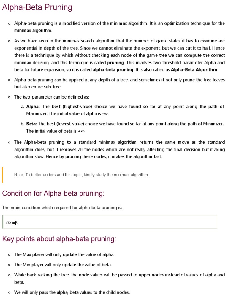 CS632 - Lecture - 10 - Alpha-Beta Pruning | PDF