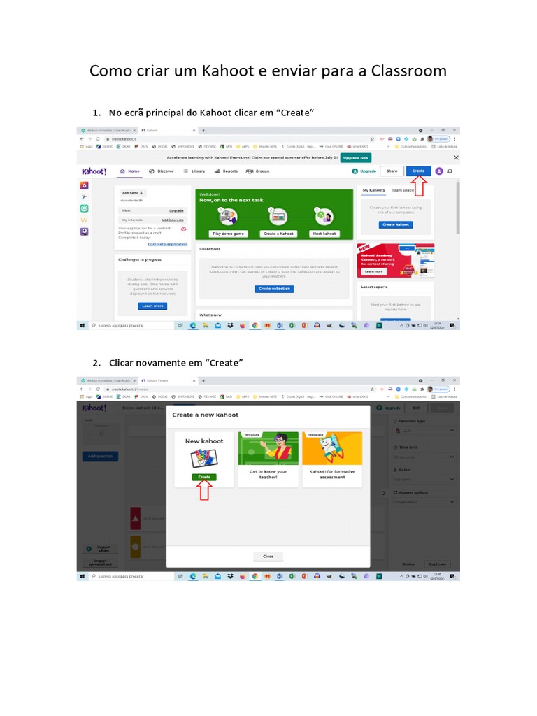 2 - Como Criar Um Kahoot e Enviar para A Classroom | PDF