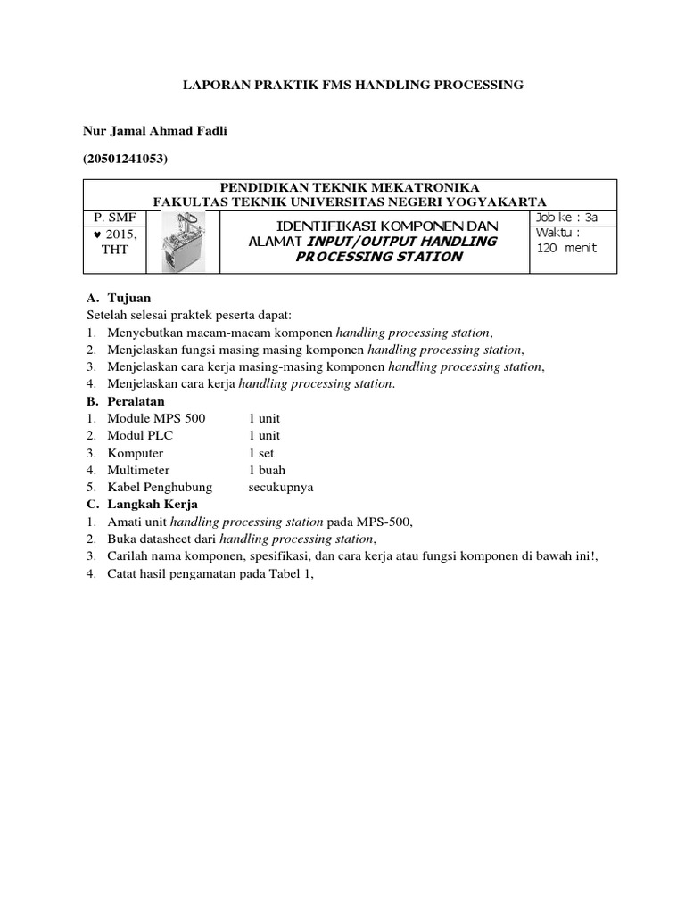 Nur Jamal AF - 20501241053 - Laporan Handling Processing | PDF