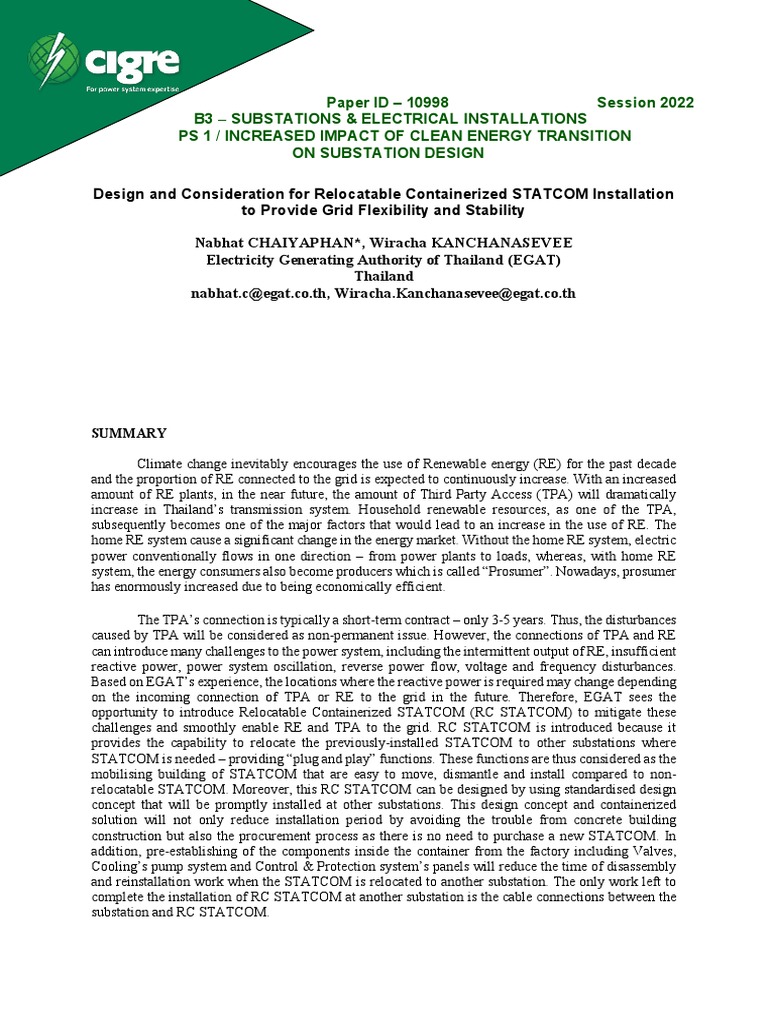 Design and Consideration For Relocatable Containerized STATCOM ...