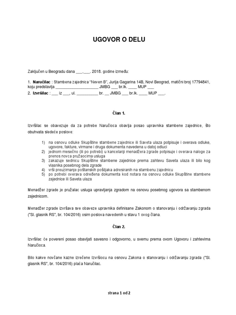 Ugovor-o-delu-Upravnik-SZ (1) | PDF