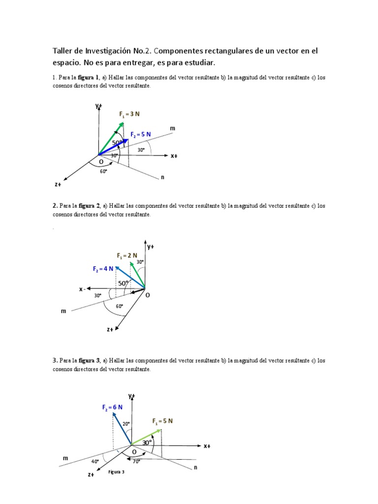 Taller No.2. Componentes Rectangulares de Un Vector | PDF