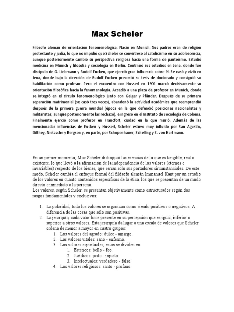 Max Scheler | PDF | Filosofía occidental | Metafísica