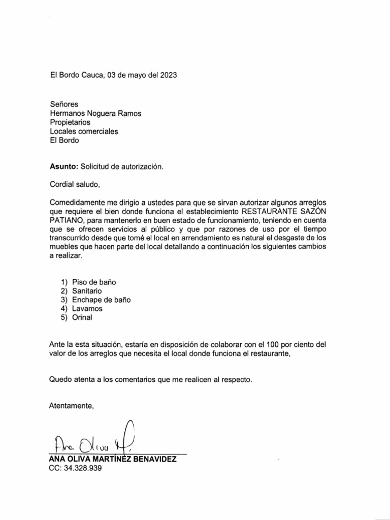 Oficio Autorizacion Restaurante | PDF