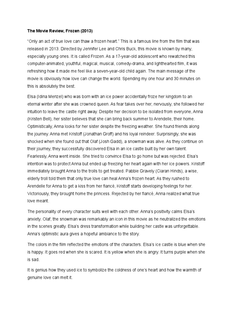 Movie Review: "Frozen" | PDF